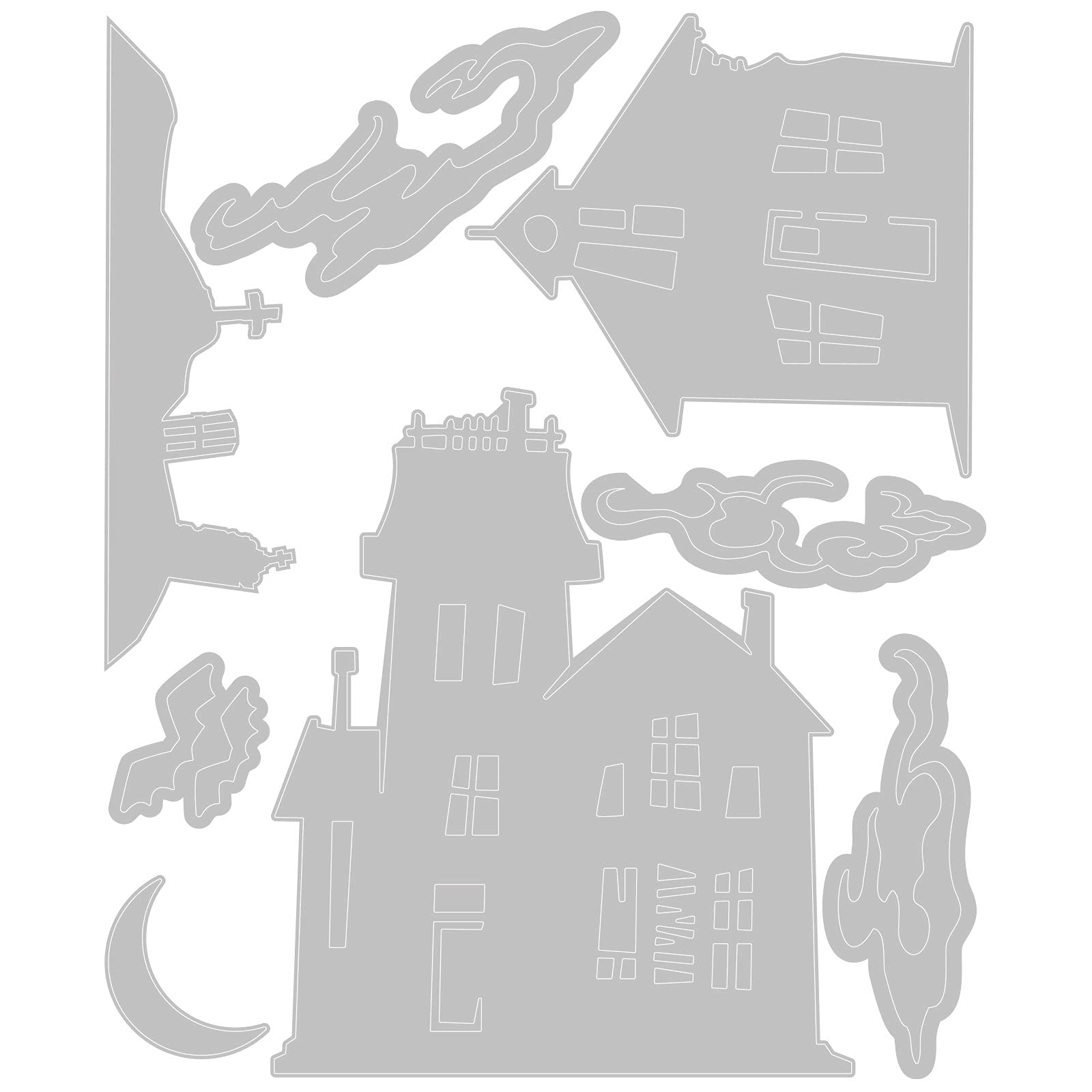 Sizzix Thinlits Die Set 8PK Ghost Town #2 by Tim Holtz, 665560, Multicolor