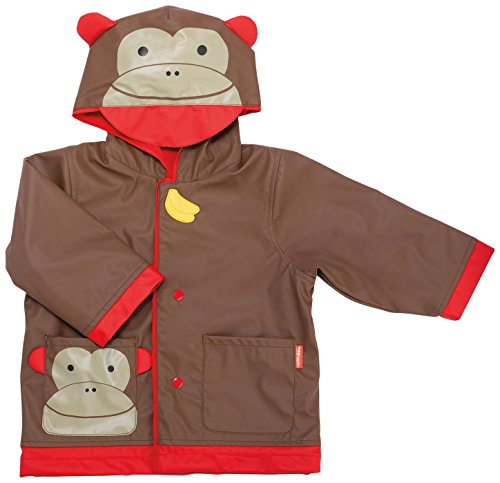 Skip Hop Zoo Little Kid-Toddler Hooded Raincoat for Boys/Girls, Monkey, Brown (Size 2)