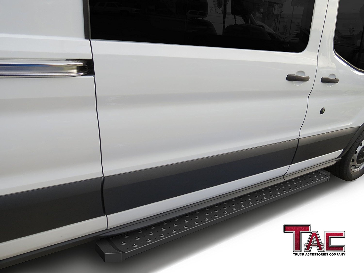 TAC 6.5” Running Boards Fit 2015-2023 Ford Transit Van (Exclude 2022-2023 E-Transit) 148" Wheel Base Full Size Utility Black Rattler Steel Side Steps Nerf Bars Step Rails Off Road Accessories 2 Pcs