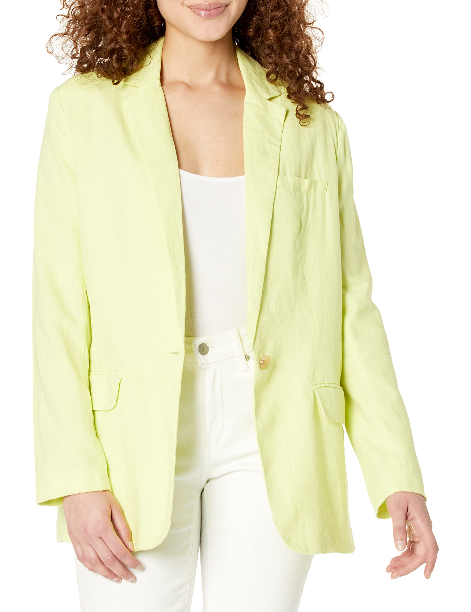 Steve Madden Apparel Women's Linen On The Edge Blazer, Pink Tulle, X-Large