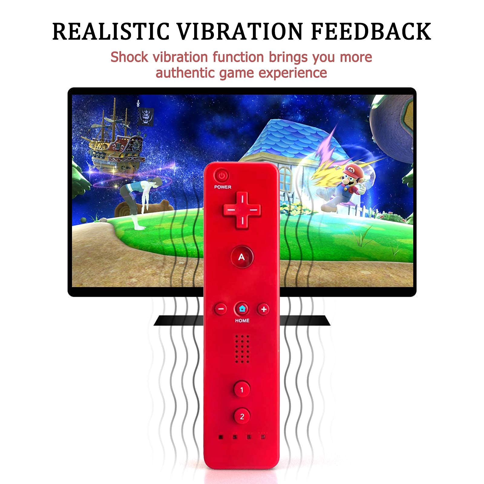 Remote Controller for Wii Nintendo, Vinklan Wii Remote and Nunchuck Controllers with Silicon Case for Wii and Wii U (Red Blue)