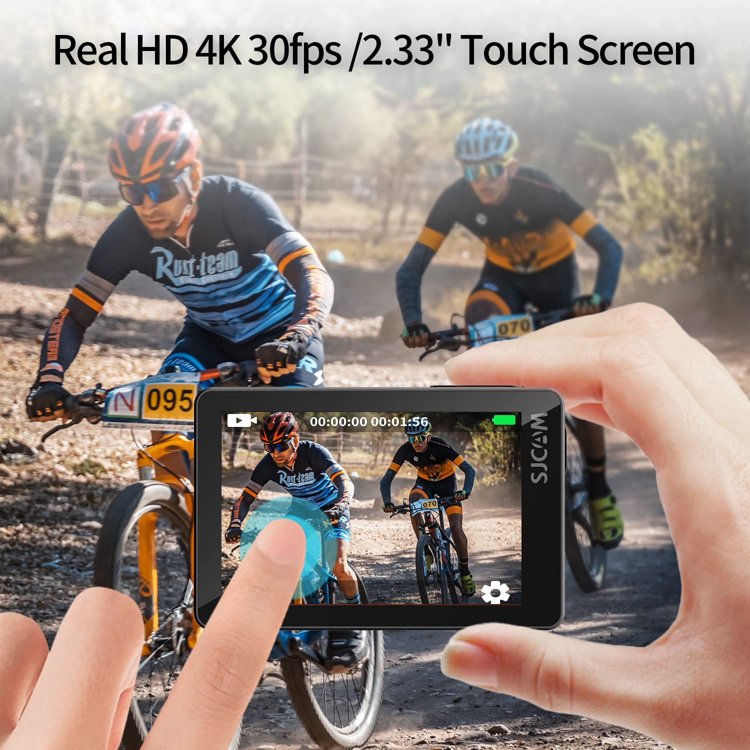 SJCAM SJ8K 4K 30FPS WiFi Action Camera with Touch Screen - Underwater Camera 30M - 8X Zoom Waterproof Sport Vlog Cam Support 2.4/5G Remote Control Live Stream EIS Stabilizer with Helmet Mounting Kits