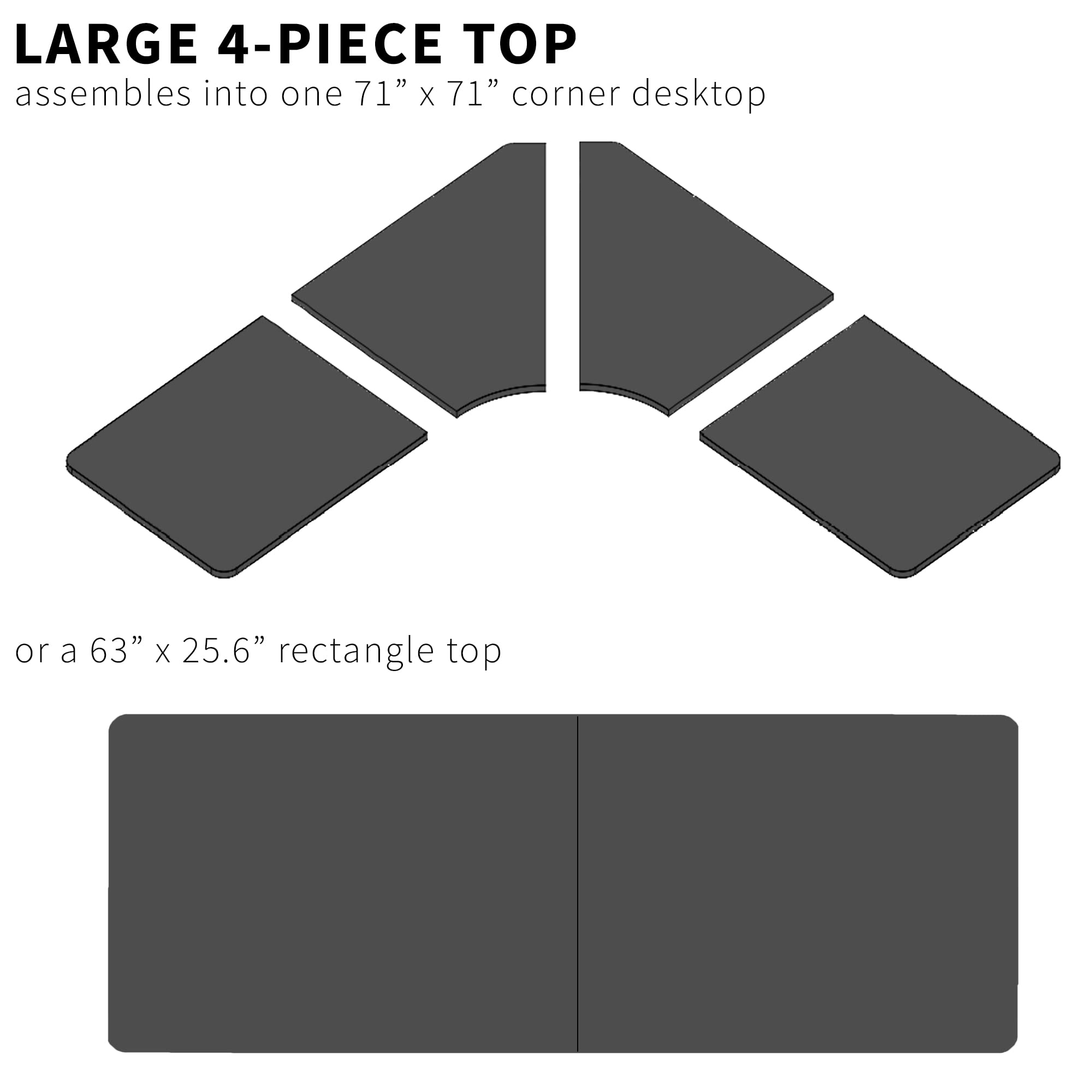 VIVO Universal 71 x 71 inch Curved Corner Table Top for L-Shape Sit to Stand Height Adjustable Home and Office 3-Leg Desk Frames, White Desktop, DESK-TOP2CW