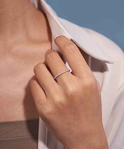 YODEWA Moissanite Wedding Band, Moissanite Rings for Women Half Eternity 925 Sterling Silver Stackable Round Thin 0.3ct Lab Created Diamond Size 5