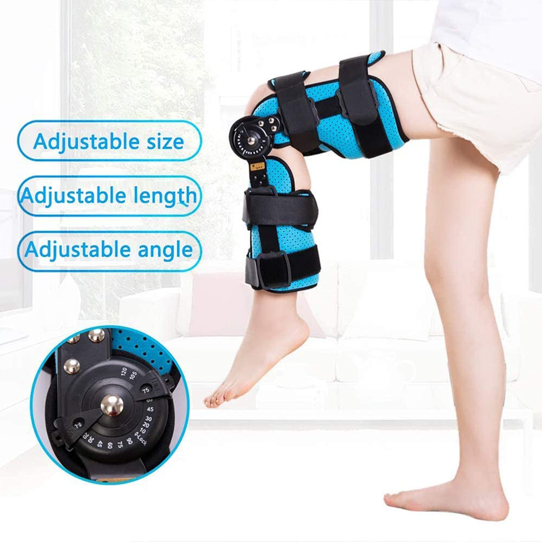 WILLQ ROM Knee Brace Post-Op Hinged Immobilizer Support Knee Brace for Recovery Stabilization MCL and PCL Injury Adjustable Medical Orthopedic Support Stabilizer After Surgery,Small