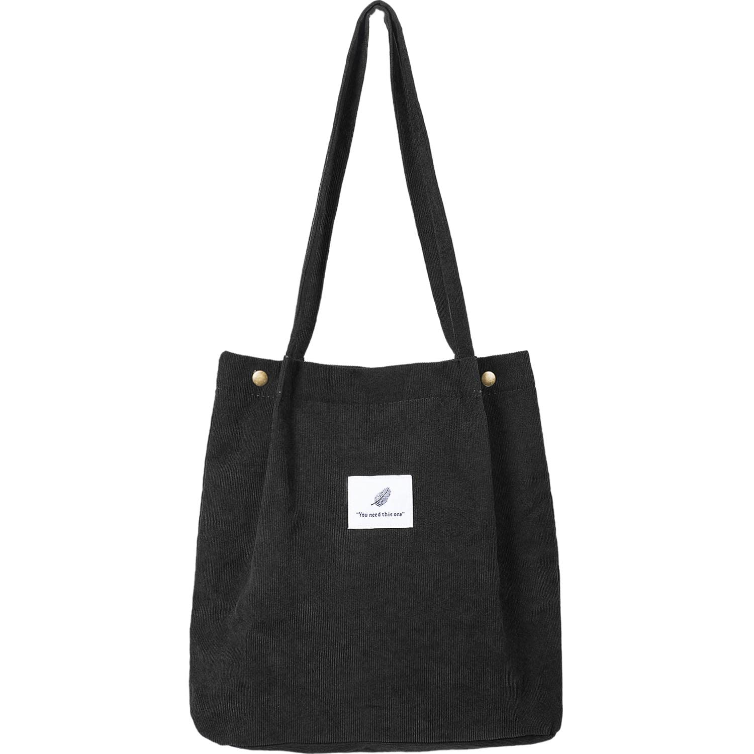 WantGor Corduroy Totes Bag Women's Shoulder Handbags Small Shopping Bag (Black)