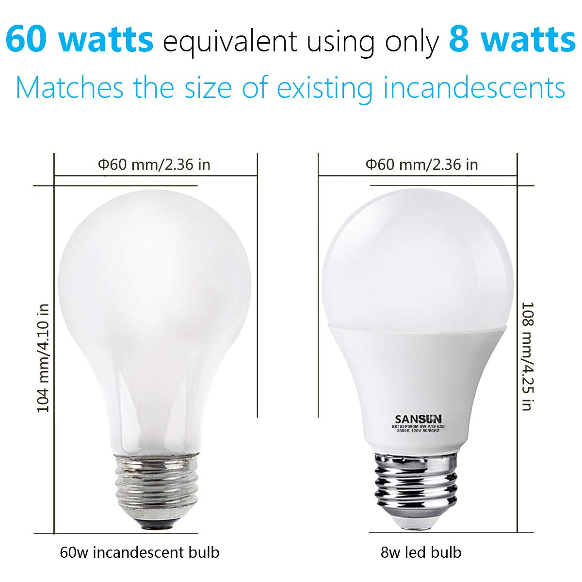 SANSUN G9 LED Light Bulbs 40 Watt T4 G9 Halogen Lamp Equivalent, 2700K Warm White, AC120V Dimmable Flicker Free, 6-Pack