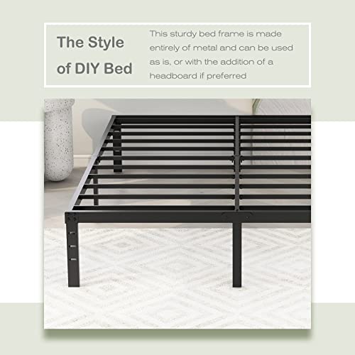 RYR 14 Inch Bed Frame Full Size Metal Platform Bed Frame, Heavy Duty Steel Slat Support, No Box Spring Needed & Noise Free, Easy Assembly, Black