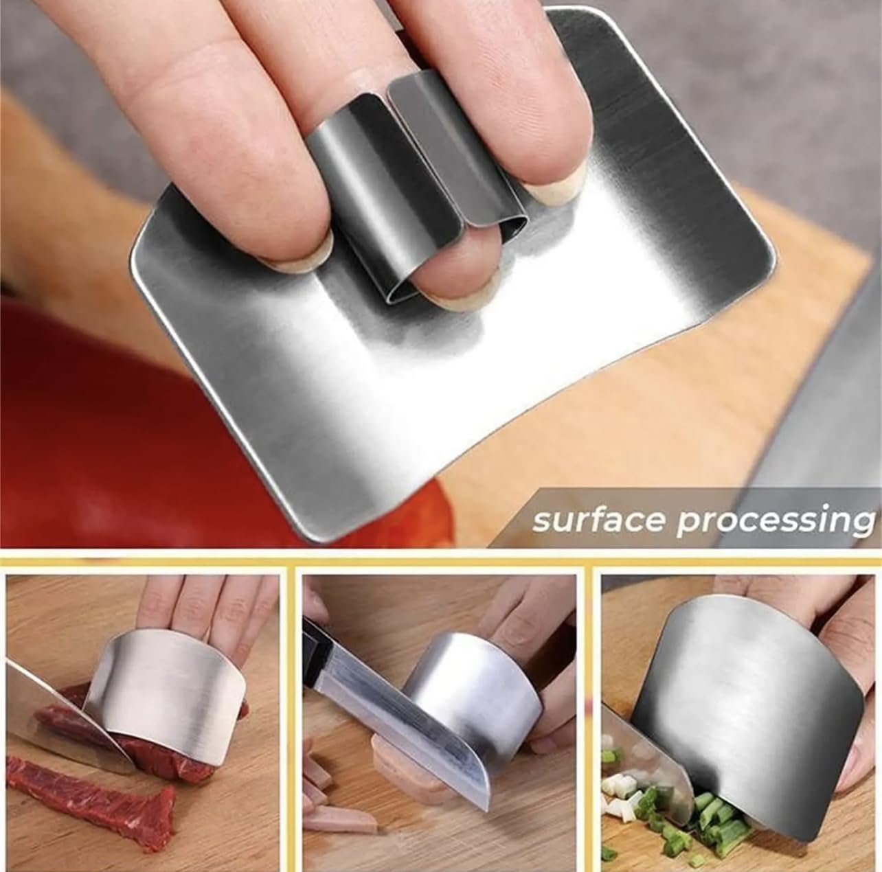Stainless Steel Thumb Knife Finger Cutter Saver with Knife Guard and Finger Protectors for Cutting Vegetables, Holder for Slicing, Ideal Finger Guards for Kitchen Knives for Secure Food Cuts.