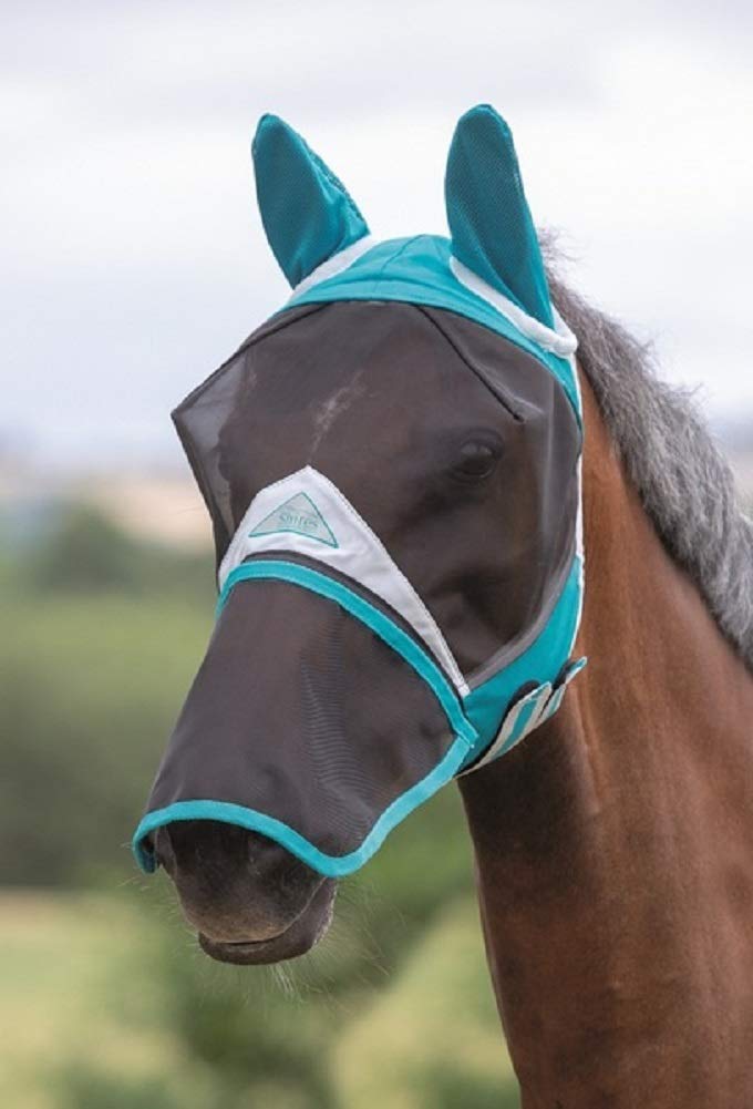 Shires Full Face Fly Mask, Detachable Nose (Full, Teal)