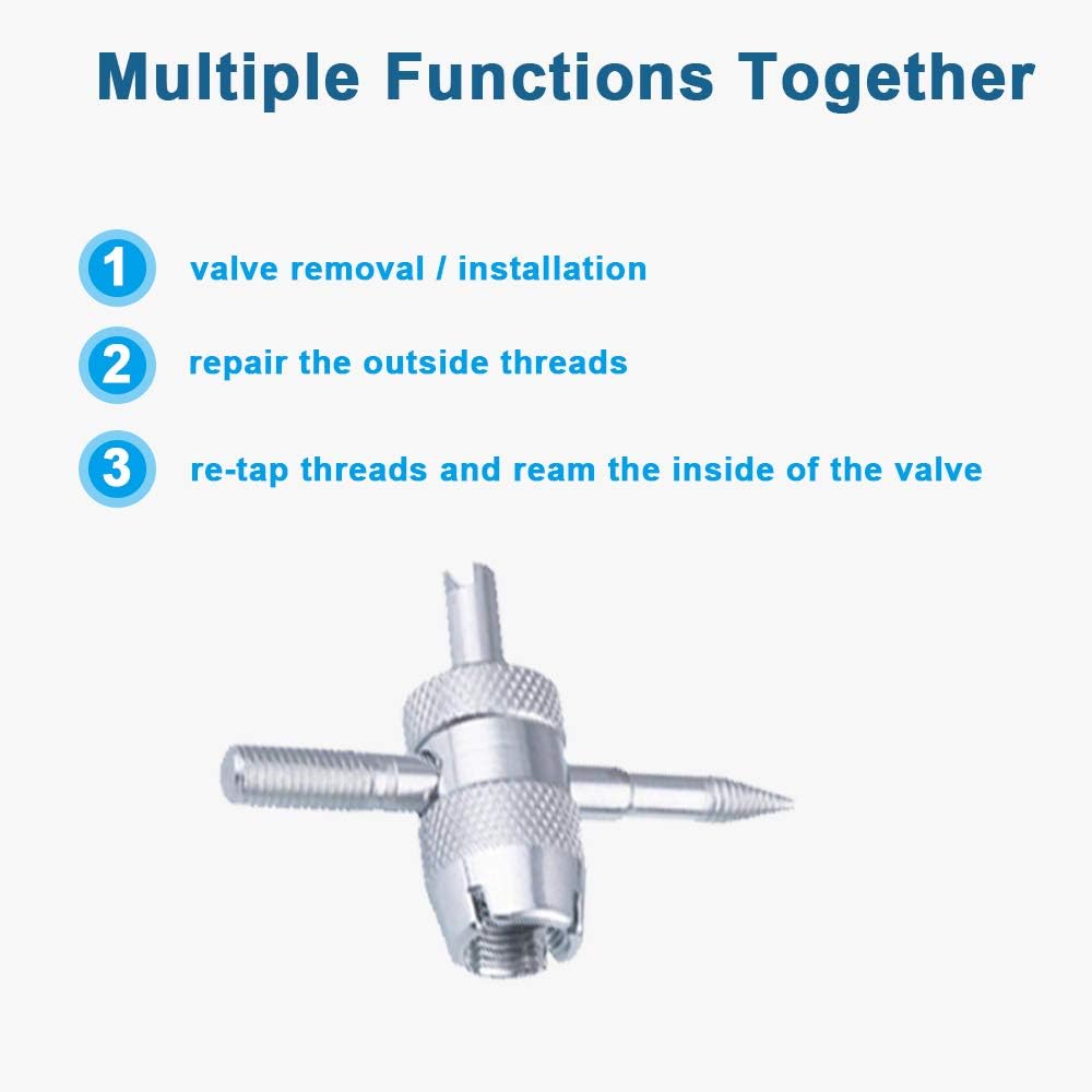 Riseuvo Valve Stem Puller Installer Tool - 10pcs TR412, 6pcs TR413, 6pcs TR414 Tire Snap in Short Rubber Valve Stem, 4 Way Valve Core Remover, Single Head Tire Valve Core Remover Installer Tool