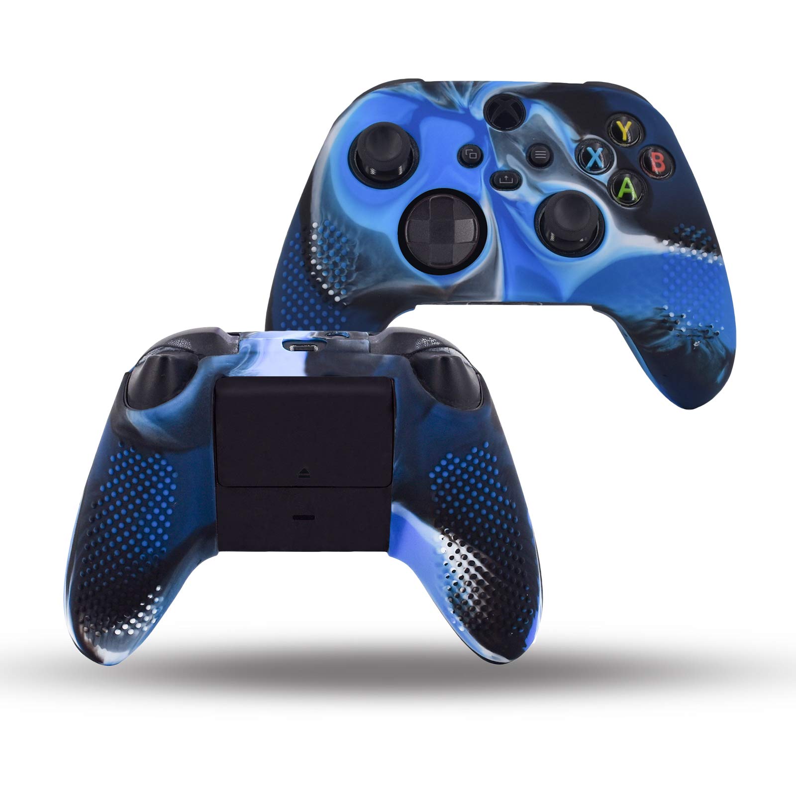 Xbox Series X Controller Skin, Silicone Grips for Xbox Series X/S Controller Cover Anti Slip Grip Case Protector(BlueCamo) - 8pcs Pro Thumb Grips