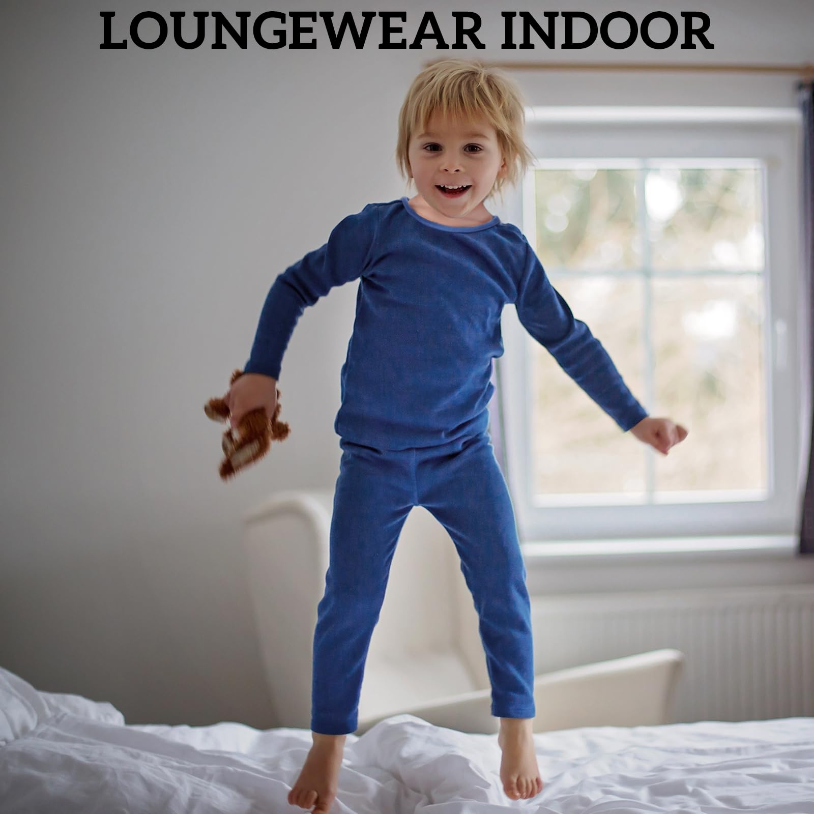 Silkfly 3 Set Kid Thermal Underwear Set Soft Fleece Lined Boys and Girls Long Winter Johns Base Layer Thermal Top and Bottom (Brown, Dark Blue, Yellow,3t)