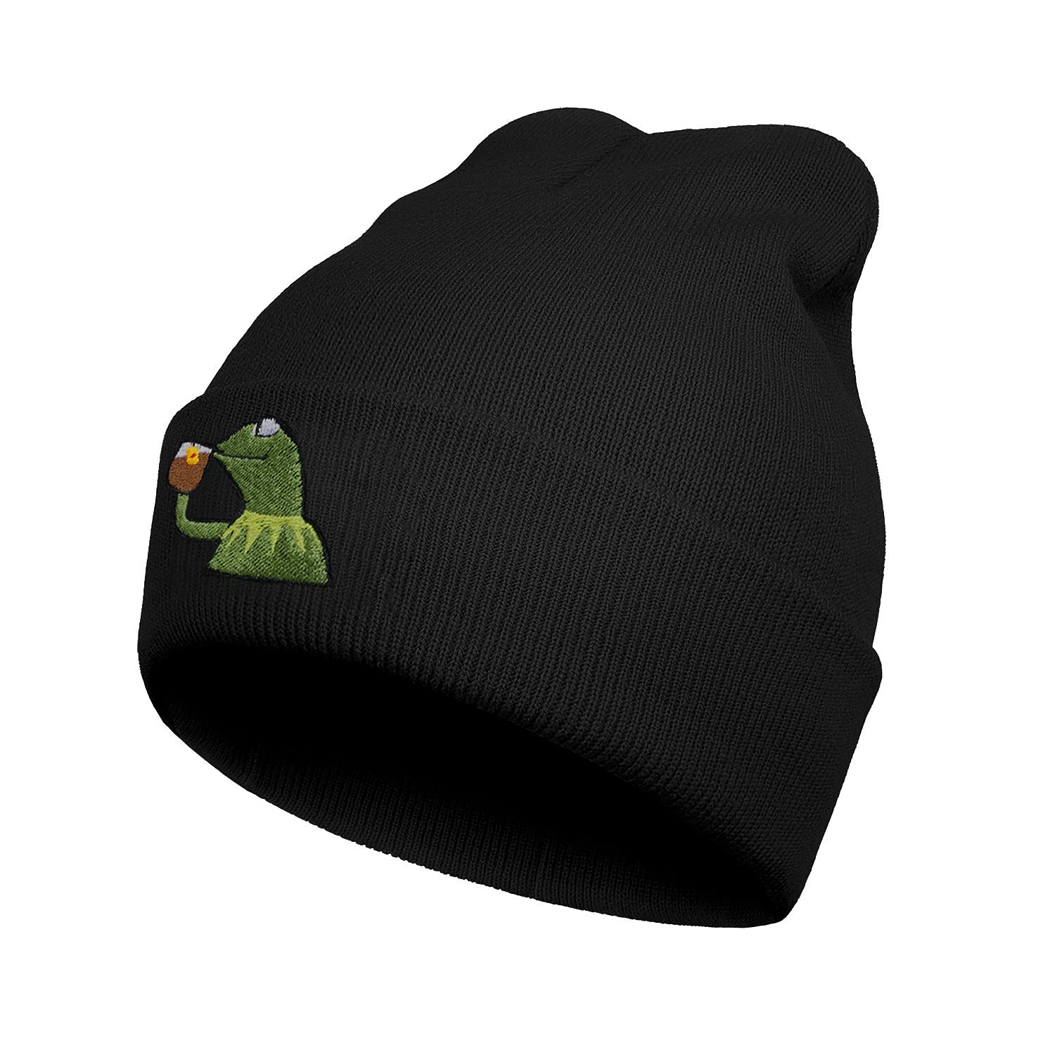 YOUNGFIT Linhiian Frog Beanies for Men and Women, Winter Black Cool Funny Knit Hats