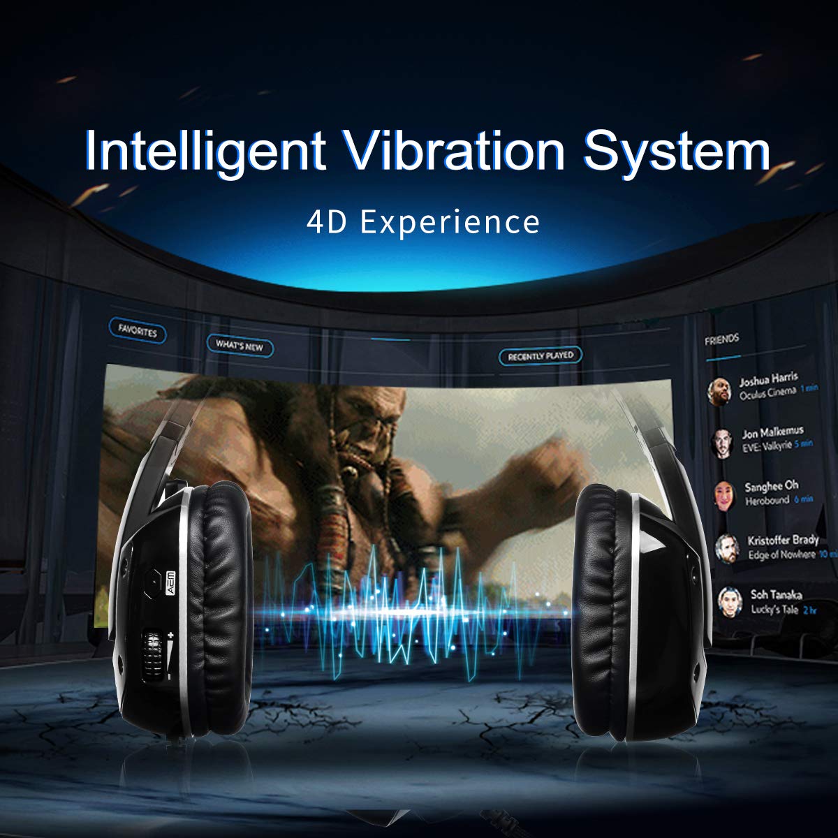 SOMIC MS500 USB Gaming Headset Over Ear Bass Headphone for PS4,PC with Mic,Volume Control,LED