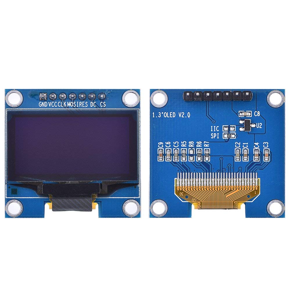 WINGONEER 2Pcs 1.3" SPI 128x64 SSH1106 OLED LCD Display LCD Module for Arduino AVR PIC STM32 - White Font