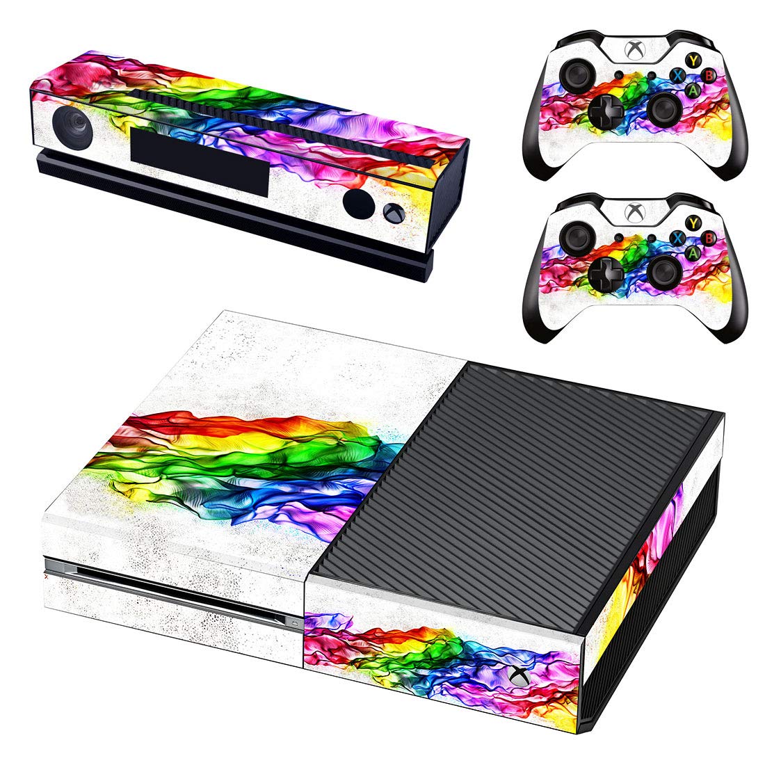 Wodoys Vinyl Stickers Skins Fit for Xbox One Console and Controllers Suit Whole Body, Rainbow Band