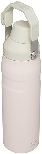 STANLEY IceFlow Fast Flow Water Bottle 24 OZ | Angled Spout Lid | Lightweight & Leakproof for Travel & Gym | Insulated Stainless Steel | BPA-Free | Rose Quartz Glimmer