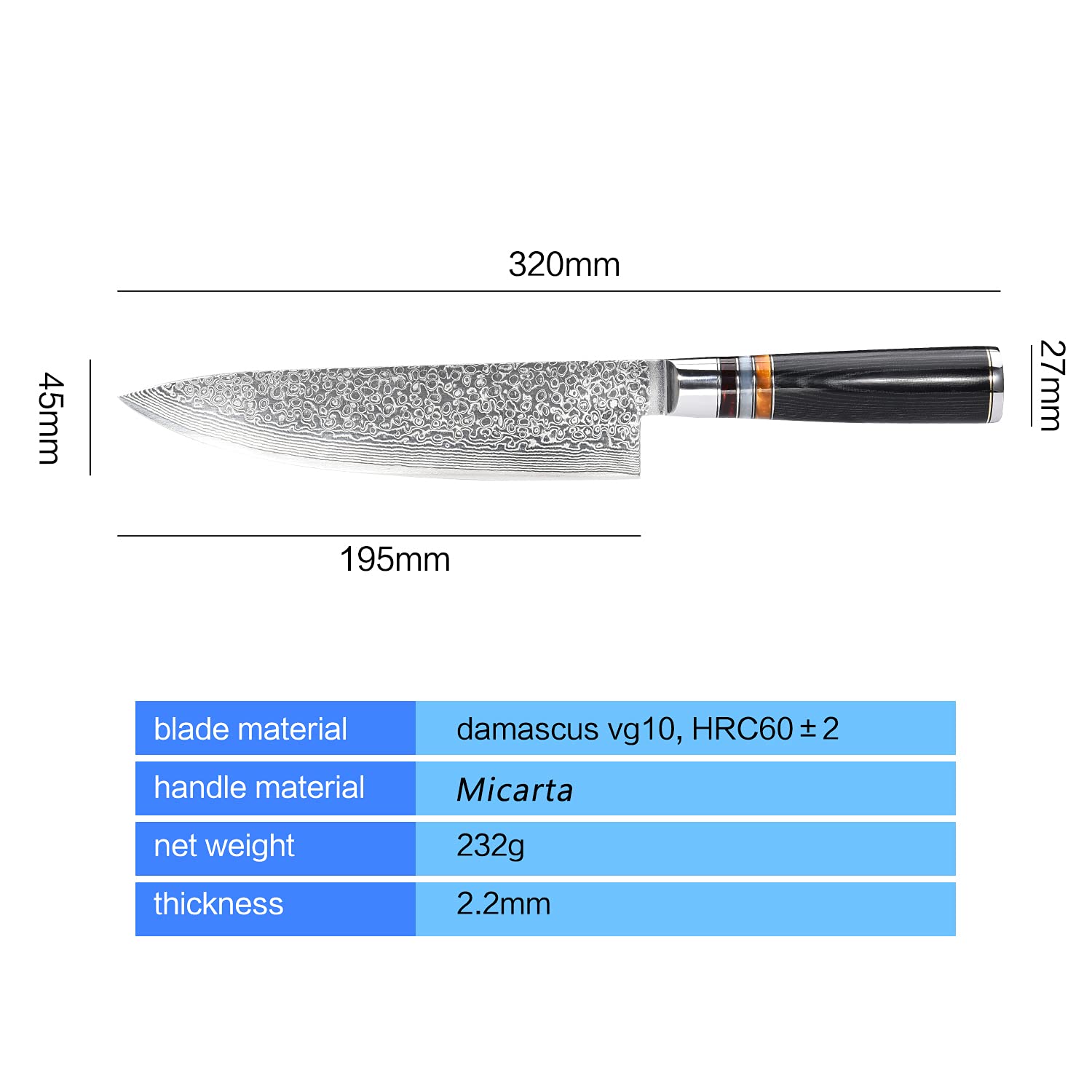 YAIBA Chef Knife 8 Inch Damascus Japanese Knife VG10 Stainless Steel, Razor Sharp Kitchen Cooking Knife with Ergonomic Handle- Sheath & Gift Box, Superb Edge Retention, Stain & Corrosion Resistant