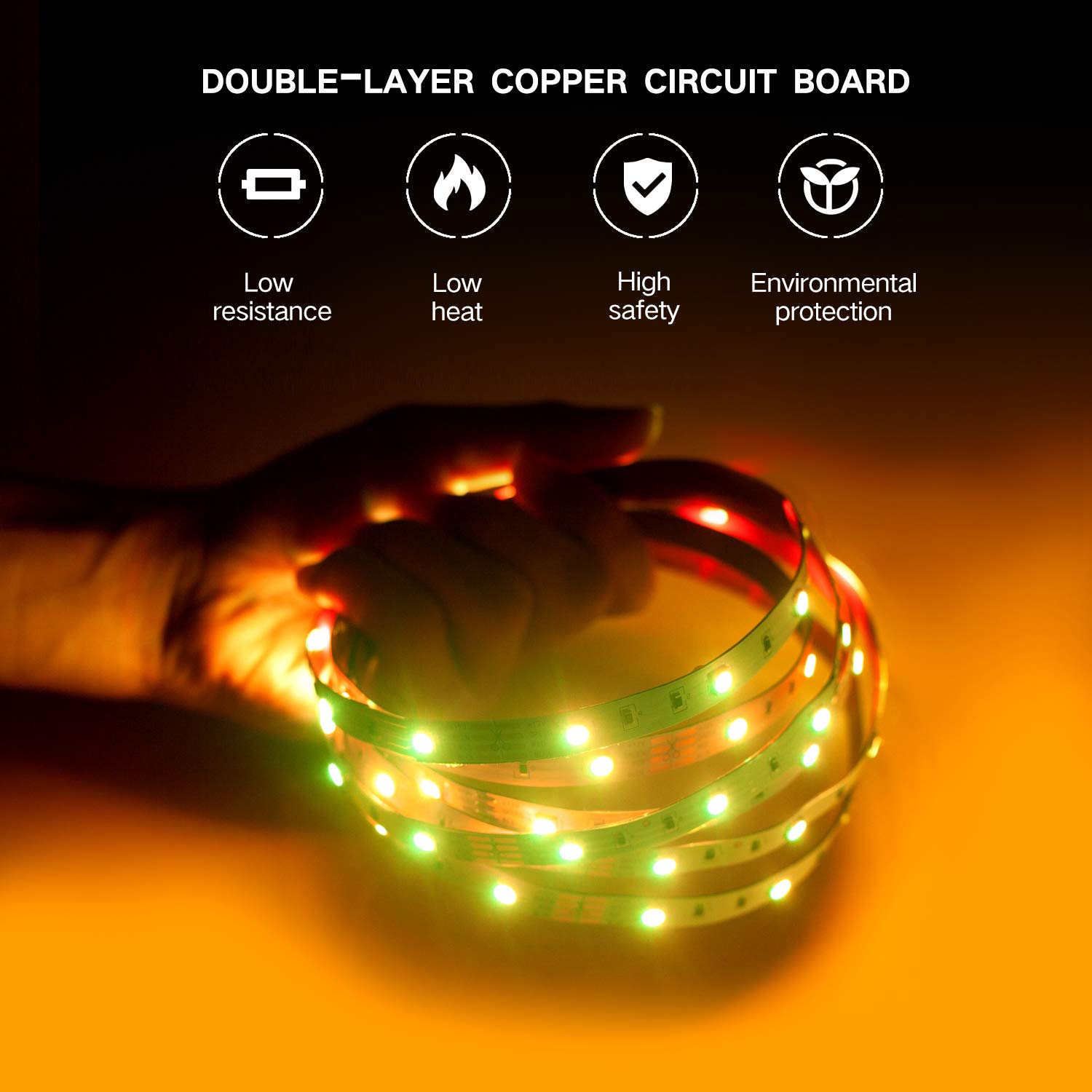 Tenmiro LED Strip Lights, 16.4ft Sync to Music LED Light Strip, RGB 5050 LED Strip Kit with 24-Key RF Remote Controller, Color Changing Music LED Strip Home Lighting Kitchen Bedroom Decoration