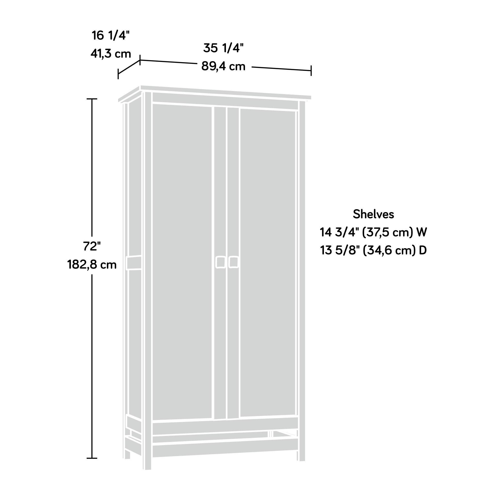 Sauder Cannery Bridge Storage Pantry Cabinet, L: 35.20" x W: 16.26" x H: 71.97", Lintel Oak finish