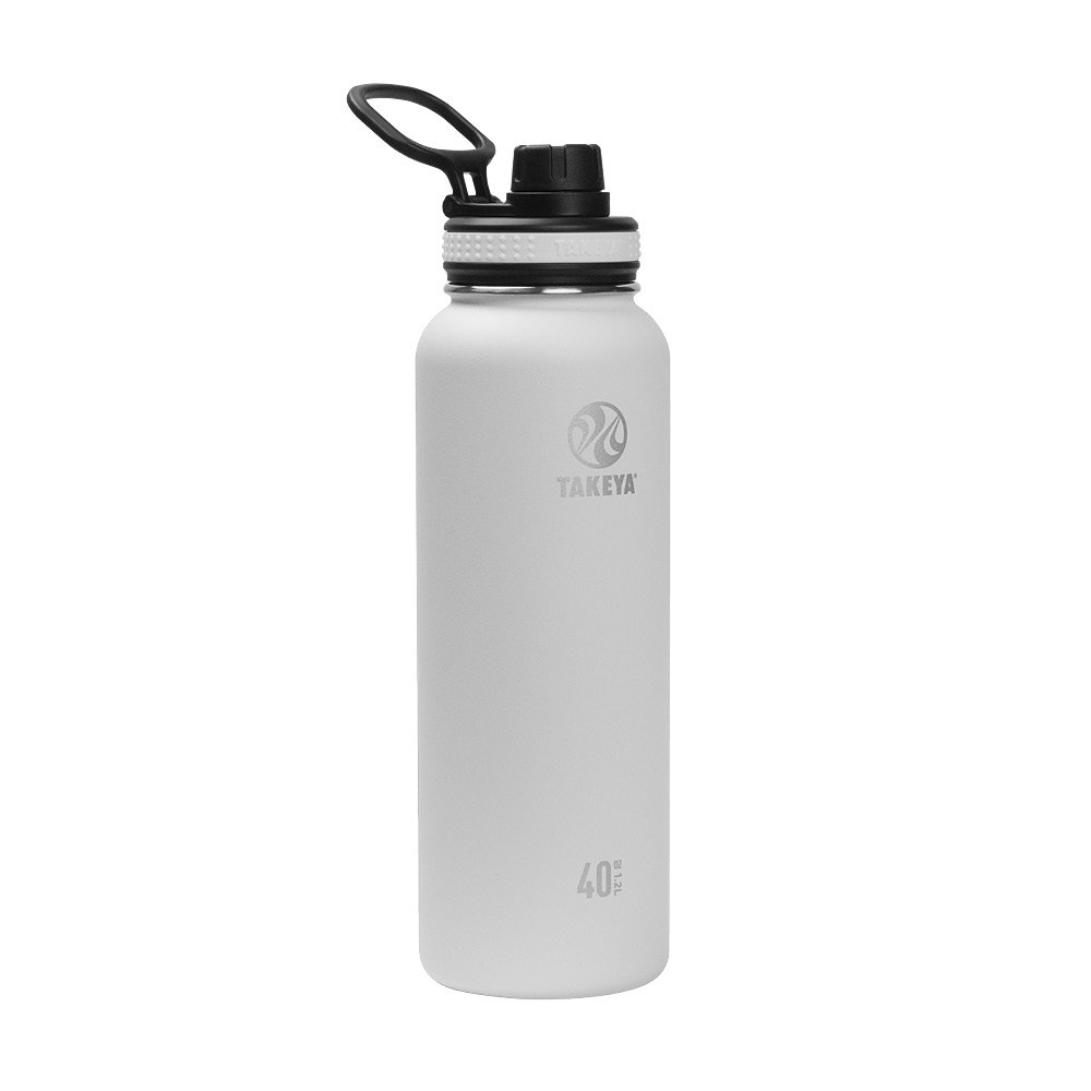 Takeya Originals 40 Oz Vacuum Insulated Stainless Steel Water Bottle With Straw Lid, White