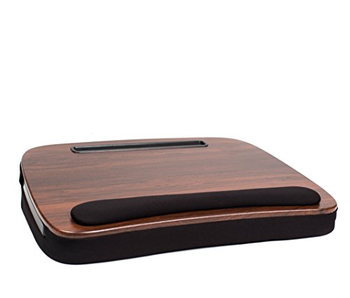Sofia + Sam Multi Tasking Lap Desk with Memory Foam Cushion | Wrist Rest Cushion | Fits Laptops Up to 15" | Tablets Up to 9.6" | Smart Phones Up to 3.5" | Brown | Wood Top | Computer Lap Tray