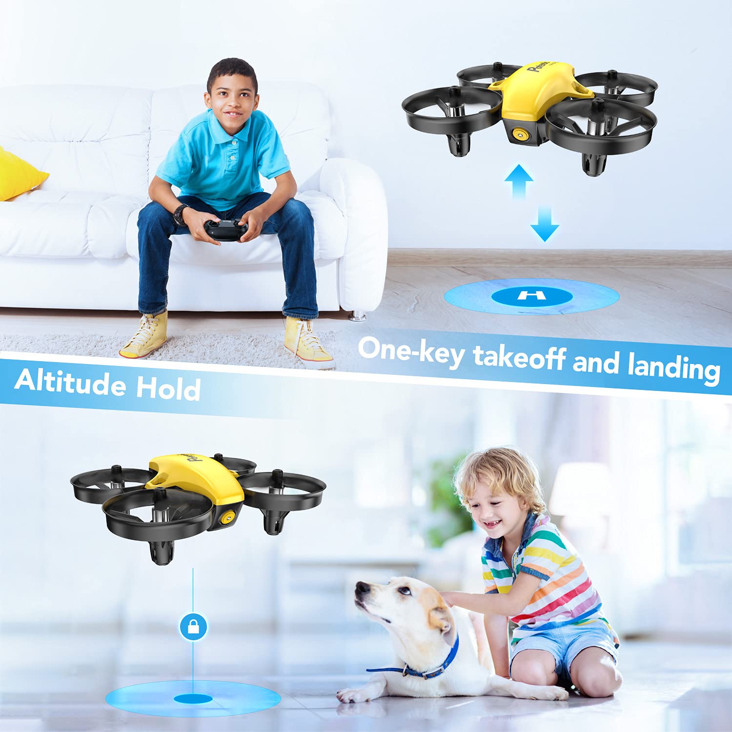 Potensic A20 Mini Drone, Easy to Fly Even to Kids and Beginners Indoor, Nano RC Helicopter Quadcopter with Auto Hovering, Headless Mode, Extra Batteries and Remote Control