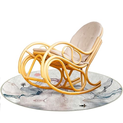 Round Chair Mat for Hard Floors Grey Floor Protector Mats Abstract Marble Chair Mat for Carpeted Floor Low Pile Office 4 FT
