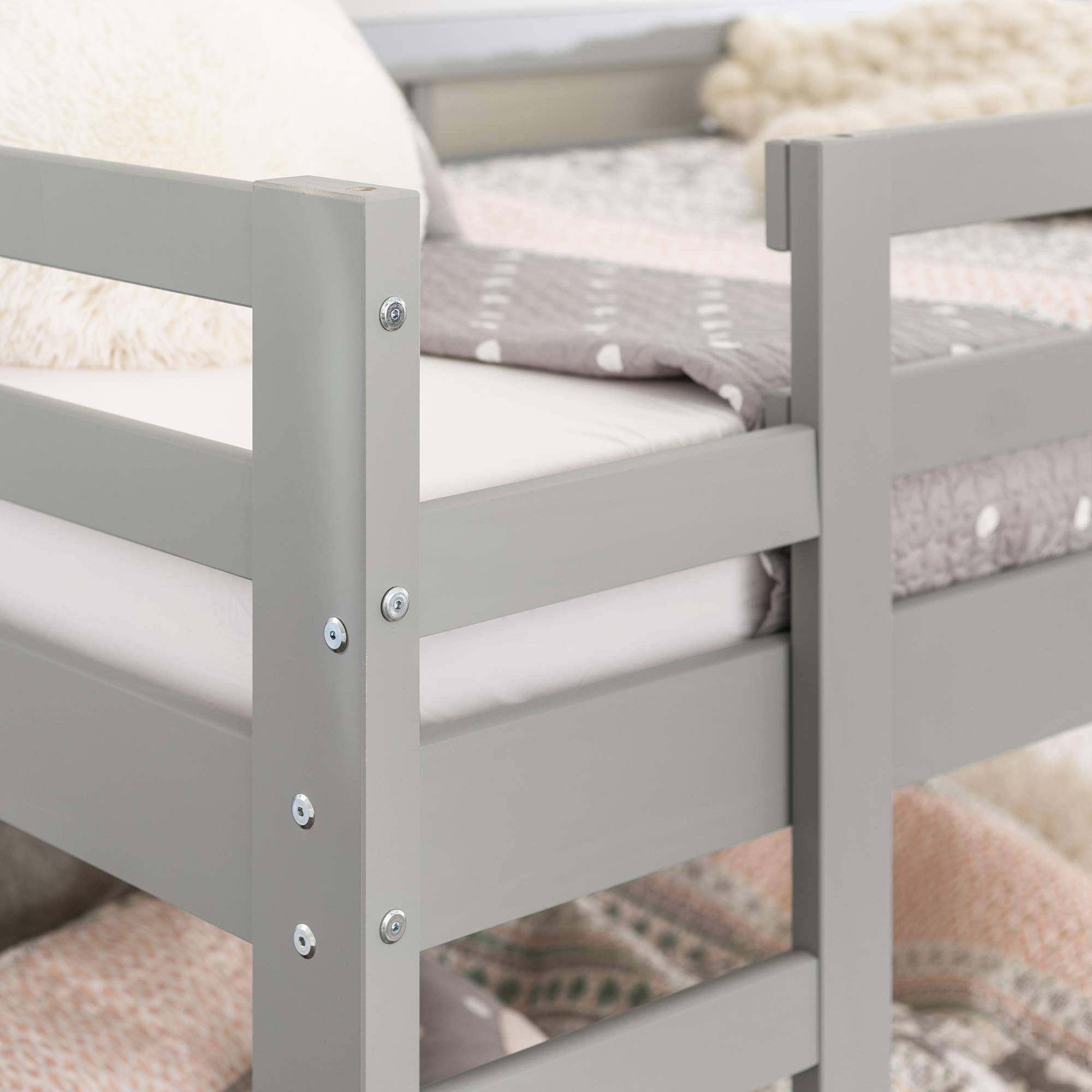 Walker Edison Alexander Classic Solid Wood Stackable Jr Twin over Twin Bunk Bed, Twin over Twin, Espresso