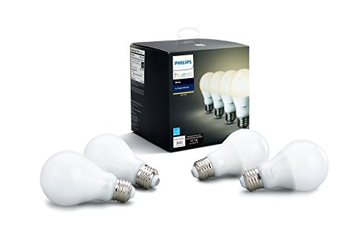 Philips 472027 Hue White A19 60W Equivalent Dimmable Led Smart Bulb (Pack of 4), Soft White