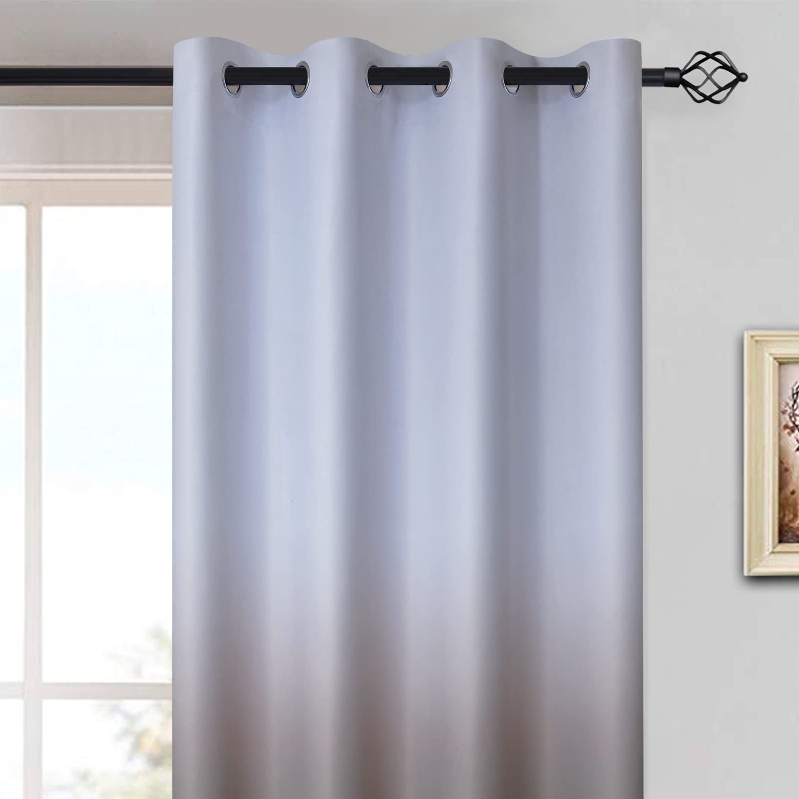 Yakamok Gradient Color Ombre Curtains Thickening Polyester Thermal Insulated Grommet Window Drapes for Living Room/Bedroom (Brown, 2 Panels, 52x72 Inch)