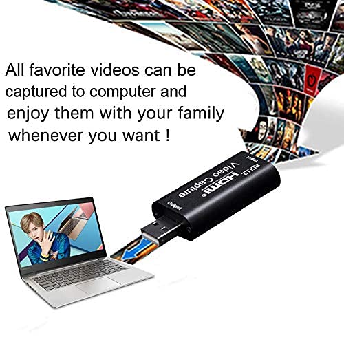 Yakuin Audio Video Capture Cards HDMI to USB 1080p USB2.0 Record via DSLR Camcorder Action Cam Support Camera, Computer, Mobile Phone, Set-Top Box, PS4 etc.