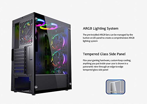 Raidmax i4 Series ATX Desktop Gaming Computer Case USB 3.0 Tempered Glass Window with 120mm ARGB LED Fans (i408)