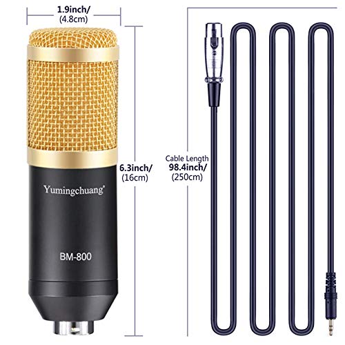 Yumingchuang Studio Microphone Professional Broadcast Singing Karaoke Microphone BM-800 Music MIC Sound Recording Microphone for Computer with Microphone Stand