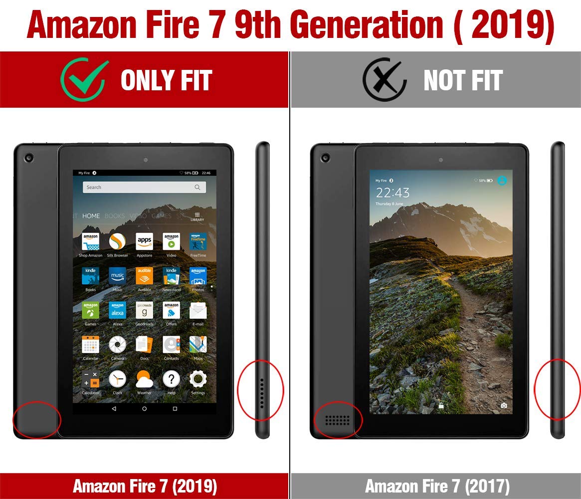 Poetic TurtleSkin Case Designed for All-New Fire 7 (9th Gen, 2019 Release), Heavy Duty Shockproof Kids Friendly Silicone Protective Case Cover, Corner Protection, Sound-Amplification Feature, Black