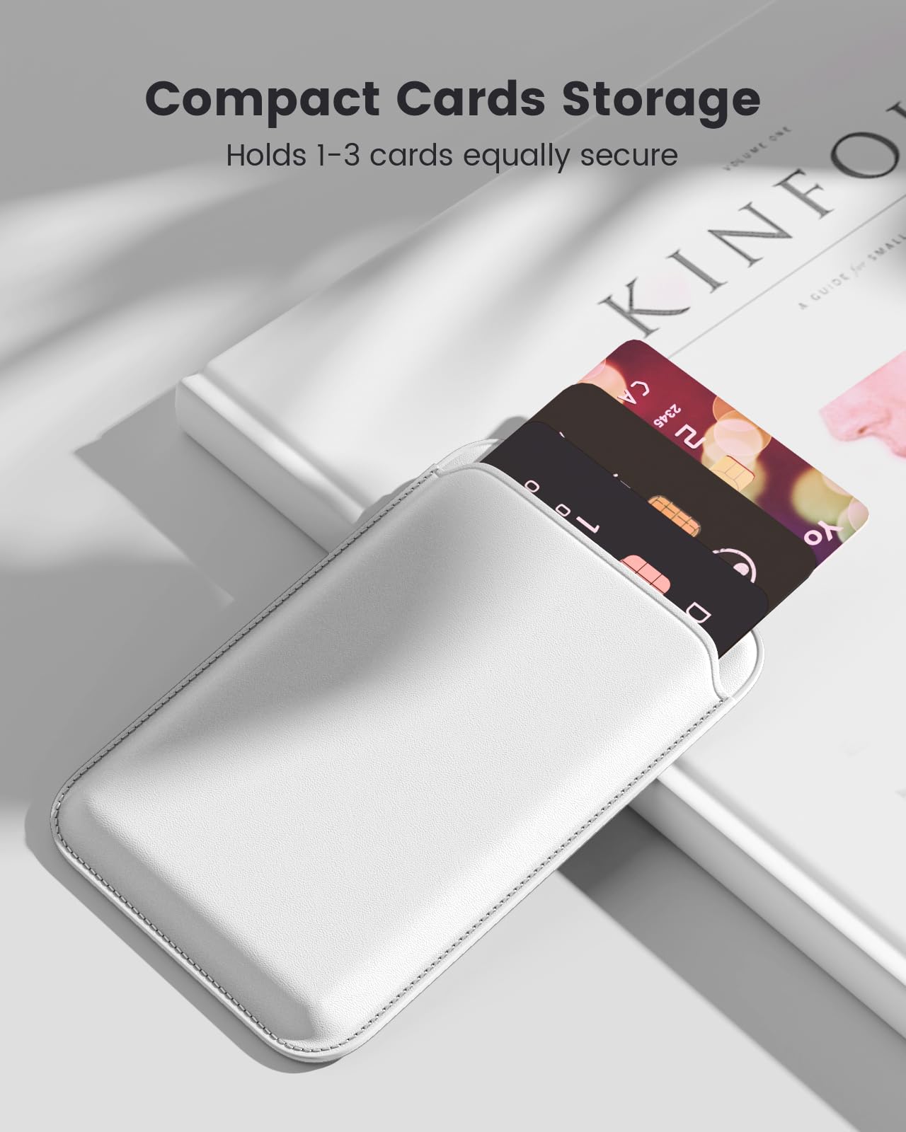 SOFTGAS Magnetic Phone Wallet for Apple MagSafe, Card Wallet Holder for iPhone 15 Pro Max/15 Plus/15 Pro/15, 14 Pro Max/14 Plus/14 Pro/14, 13 Pro Max/13 Pro/13, 12 Pro Max/12 Pro/12, Snow White