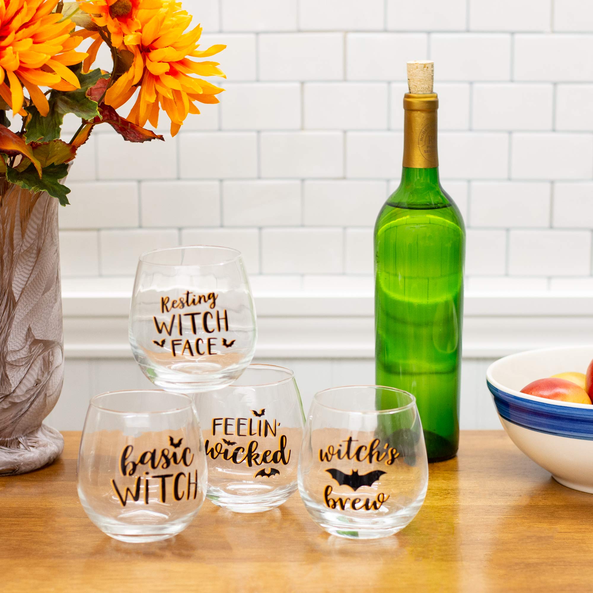 Witchy Wine Glass 16oz Glasses Set of 4 Standard