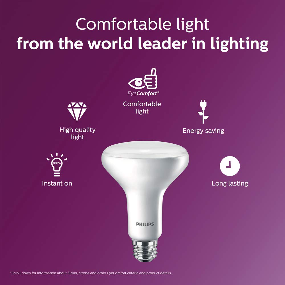 PHILIPS LED Dimmable BR30 Light Bulb: 650-Lumen, 5000-Kelvin, 11-Watt (65-Watt Equivalent), E26 Base, Frosted, Daylight, 3-Pack