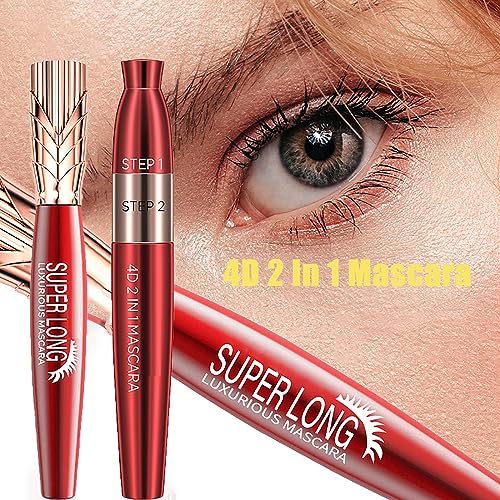 Yanquina Mascara, Yankina Super Long Mascara, 4D Waterproof and Sweat Proof Mascara, Yanoina 4D 2 In 1 Mascara (.2 Styles)
