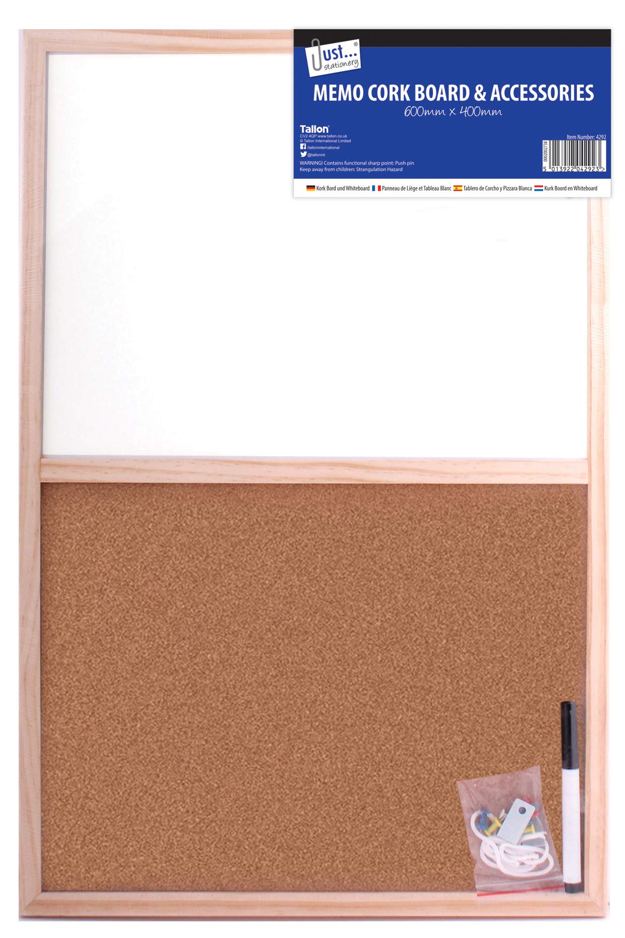 Tallon Just Stationery 400x600mm Split White/Cork Board
