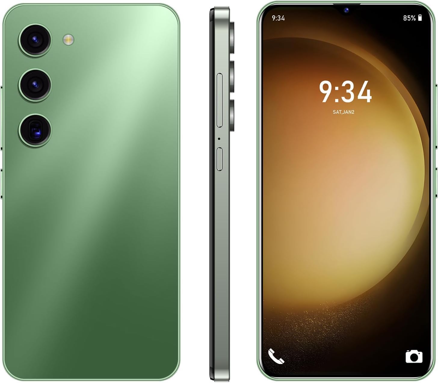 SANSHREUNI C23 Android 13 Phone Unlocked, 6GB+256GB Unlocked Cell Phones, 6.1" FHD+ Display 120HzD, Octa-Core CPU, 64MP Main Camera, 5800mAh Battery, Dual SIM, GPS, Face ID 5G Smartphone (Green)