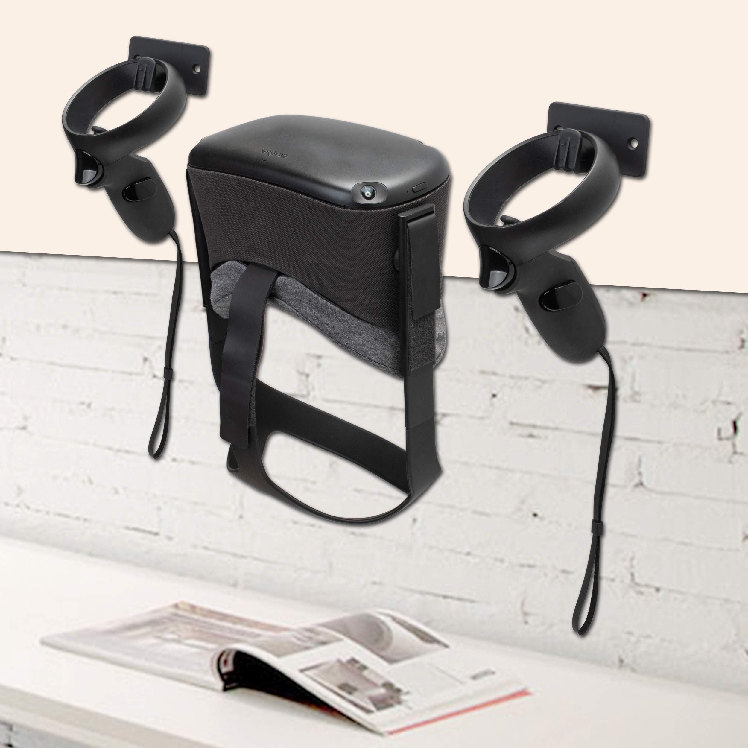 Updated Wall Mount Stand and Organizer for Oculus Quest 2 & Oculus Rift S & Valve Index &Oculus Quest 1 Gen &HTC Vive Pro