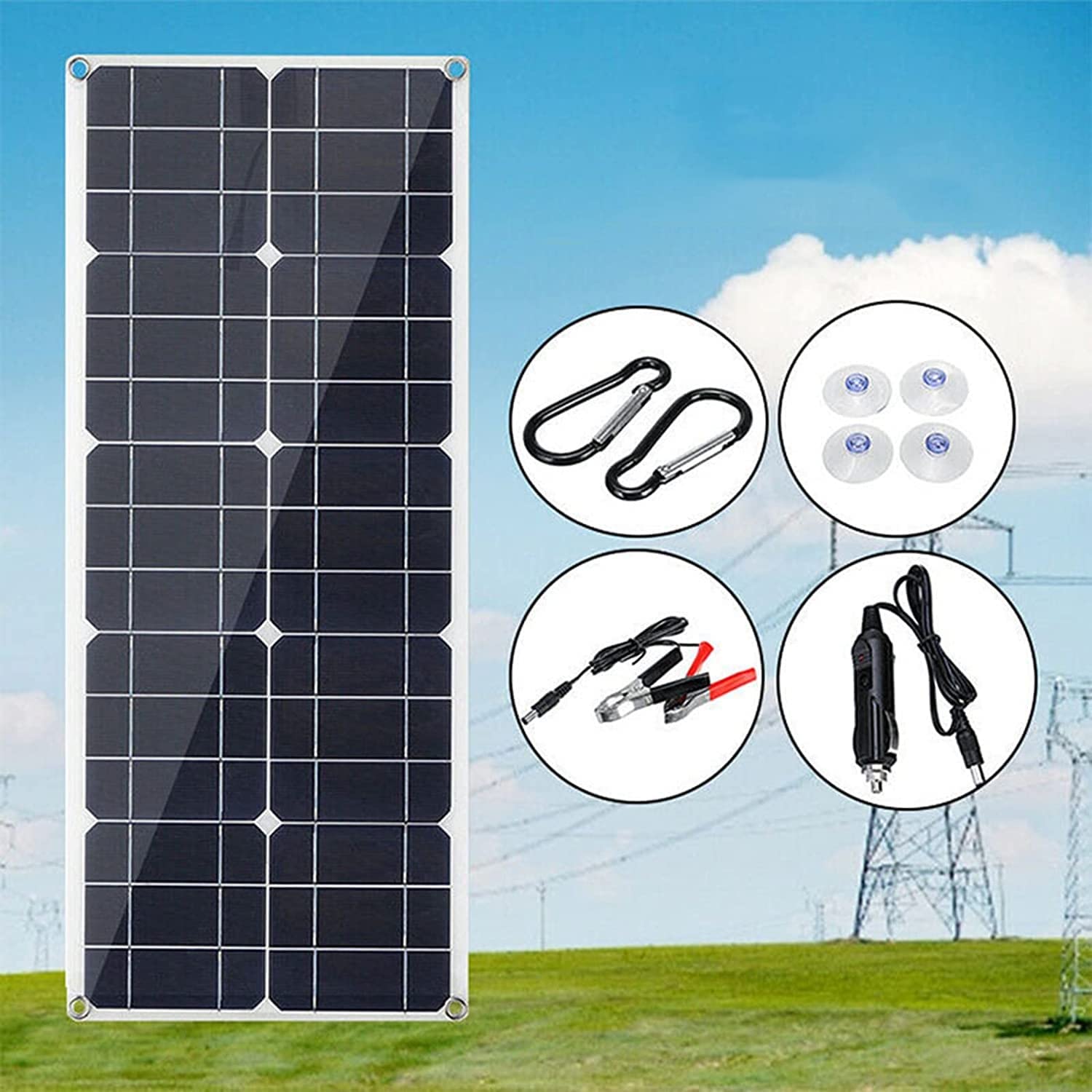 QIANMEI Solar Power Kit 300W 12V Solar Panel with Solar Charge Controller ｜ High-Efficiency Monocrystalline Module PV Power for RV, Boats, Trailer, Camper, Marine,Off-Grid System
