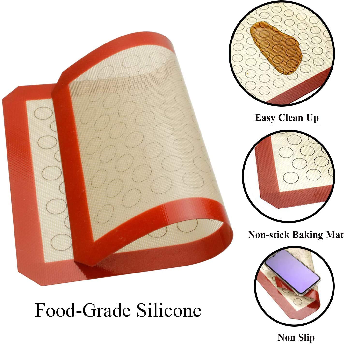 Wildone Baking Sheet with Silicone Mat Set, Set of 6 (3 Sheets + 3 Mats), Stainless Steel Cookie Sheet Baking Pan with Silicone Mat, Non Toxic & Heavy Duty & Easy Clean