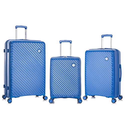Rockland Prague Hardside Luggage with Spinner Wheels, Blue, 3-Piece Set (20/24/28)