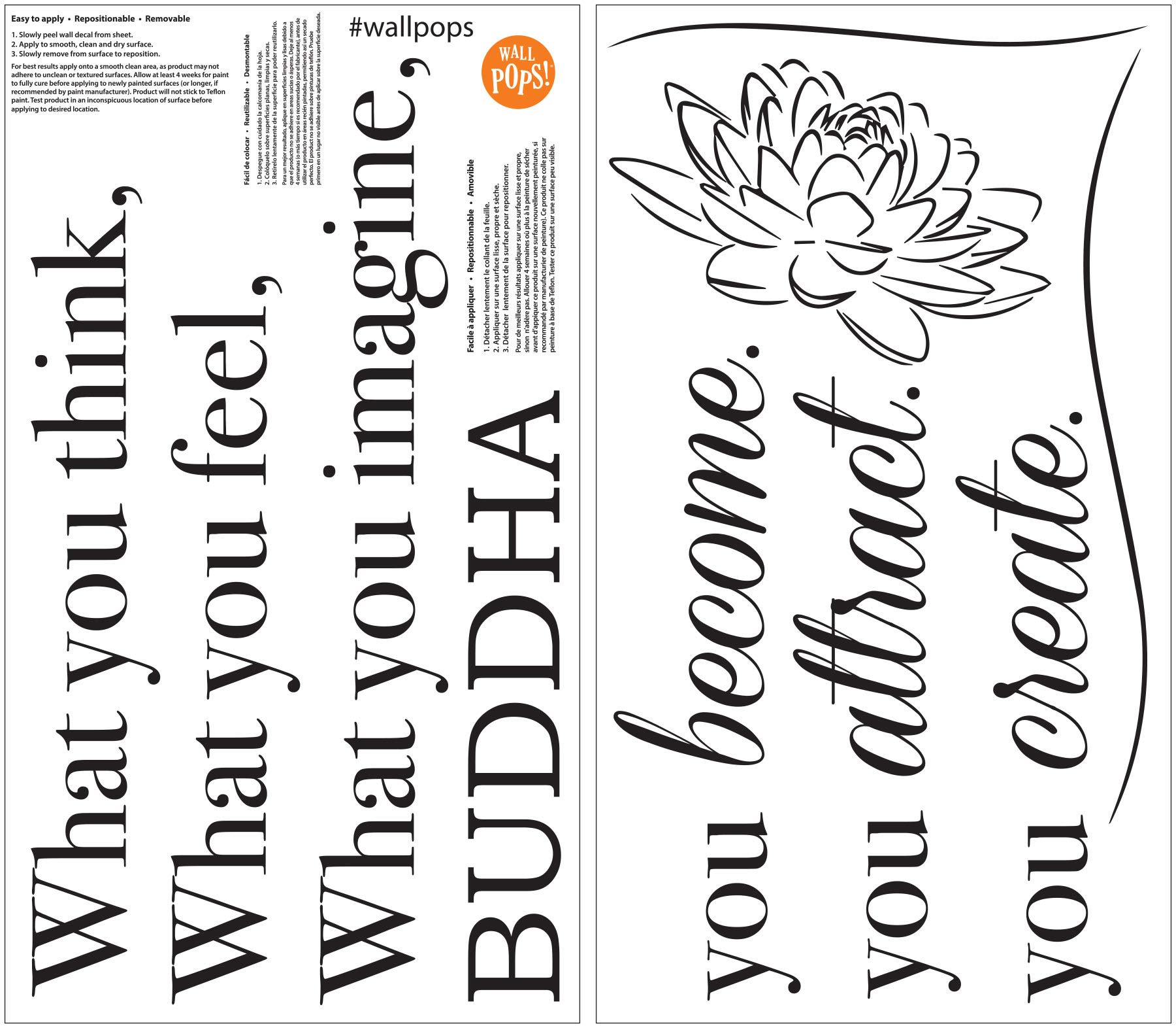 Wall Pops WallPops DWPQ3535 Become What You Think Wall Quote, Black
