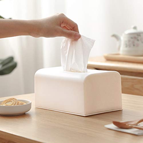 QIAOLI Tissue Dispenser Home Desktop Tissue Box Holder Simple Arc Plastic Rectangular Living Room Dining Room Bedroom Office Paper Storage Box Tissue Box (Color : White, Size : S)