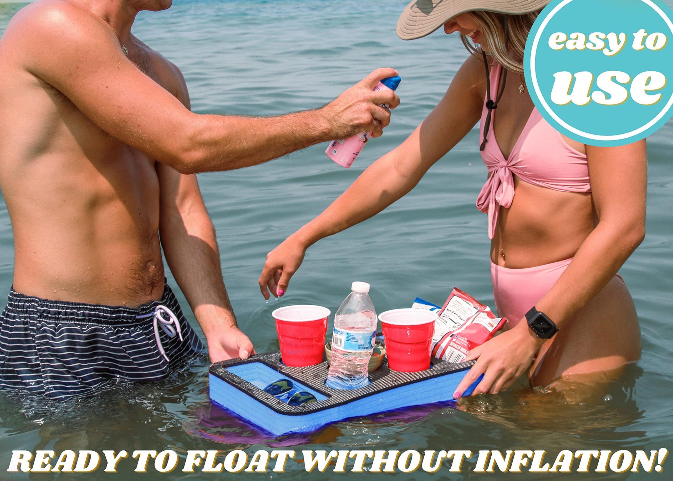 Polar Whale Floating Spa Hot Tub Bar Drink and Food Table Blue and Black Refreshment Tray for Pool or Beach Party Float Lounge Durable Fade Resistant