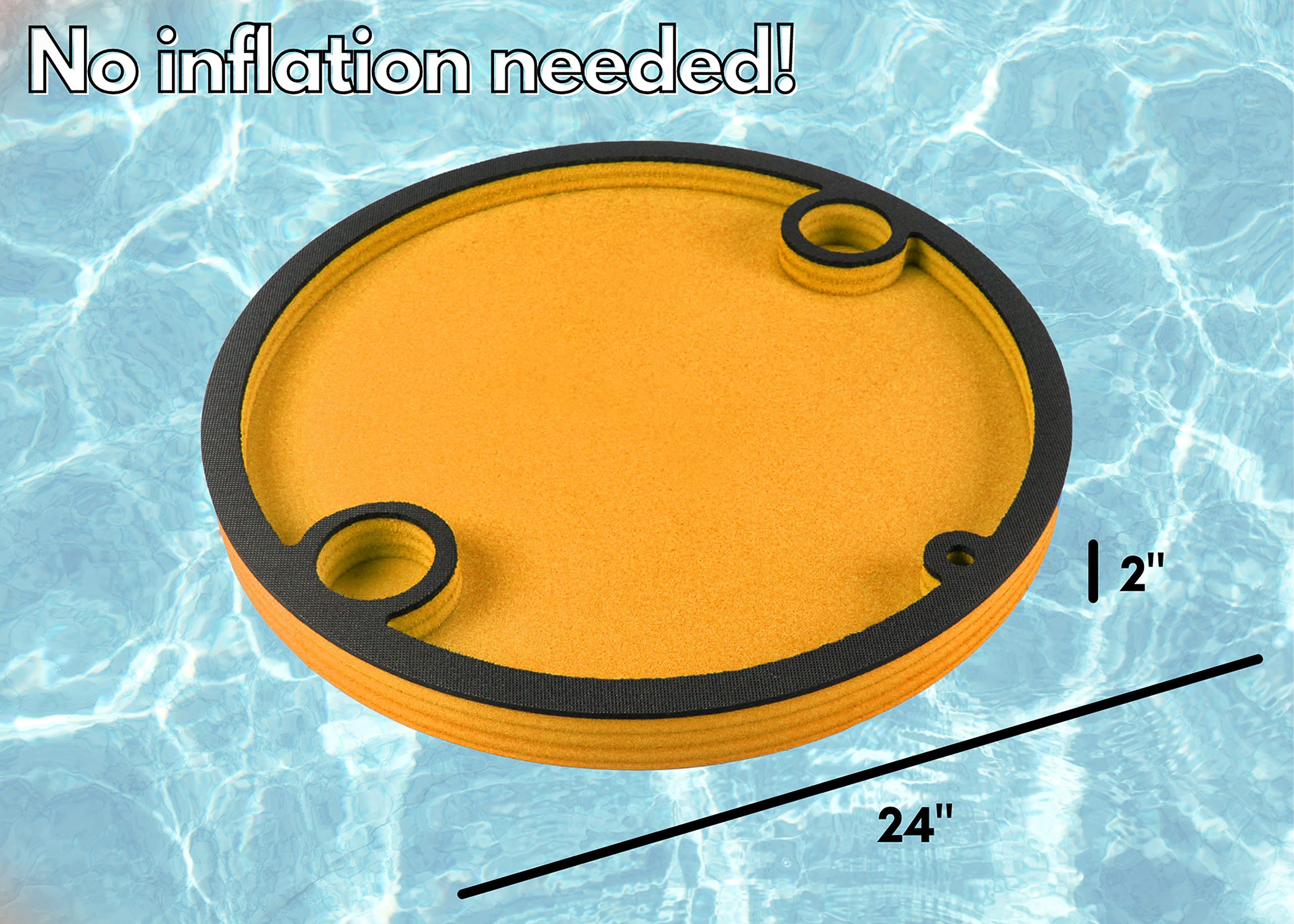 Polar Whale Floating Breakfast Table Serving Buffet Orange and Black Round Tray Drink Holders for Swimming Pool Beach Party Float Lounge Refreshment Durable Foam UV Resistant with Cup Holders 24 Inch